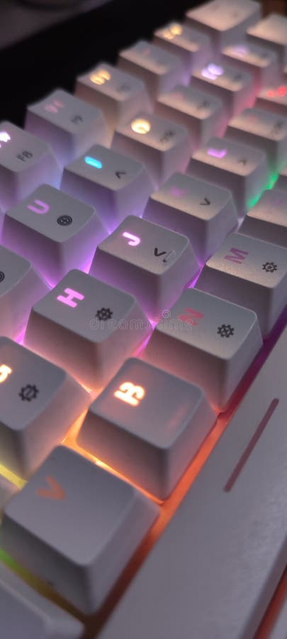 White Mechanical Keyboard with Colorful Illuminated Caps Stock Image ...