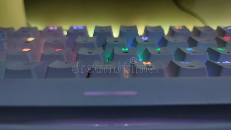 White Mechanical Keyboard with Colorful Illuminated Caps Stock Photo ...