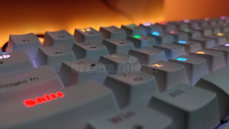 White Mechanical Keyboard with Colorful Illuminated Caps Stock Image ...