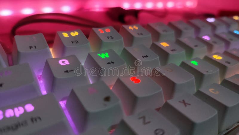White Mechanical Keyboard with Colorful Illuminated Caps Stock Image ...