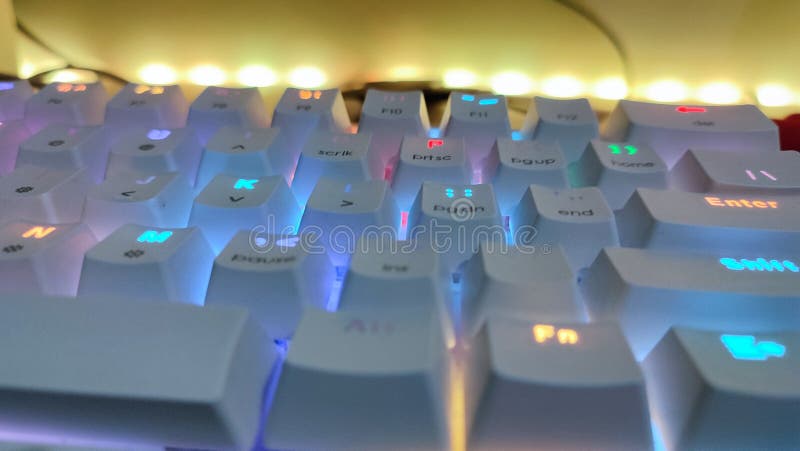 White Mechanical Keyboard with Colorful Illuminated Caps Stock Image ...