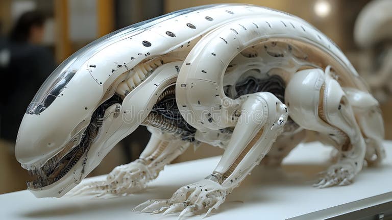 White Mechanical Creature 3D Illustration Stock Illustration ...
