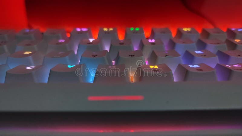 White Mechanical Keyboard with Colorful Illuminated Caps Stock Image ...