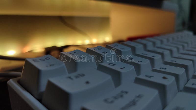 White Mechanical Keyboard with Colorful Illuminated Caps Stock Image ...