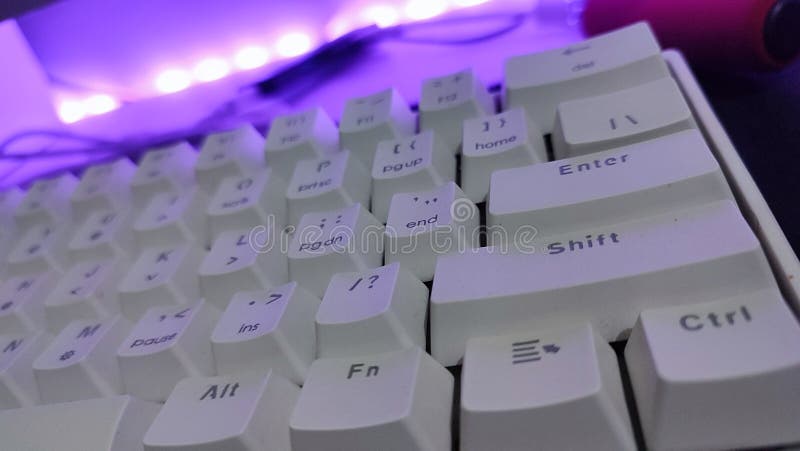 White Mechanical Keyboard with Colorful Illuminated Caps Stock Image ...