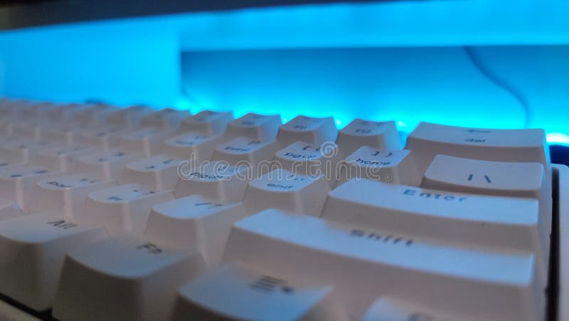 White Mechanical Keyboard with Colorful Illuminated Caps Stock Image ...