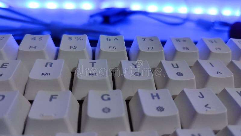 White Mechanical Keyboard with Colorful Illuminated Caps Stock Photo ...