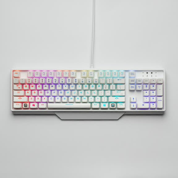 White Mechanical Keyboard with RGB Backlighting, Featuring a Colorful ...