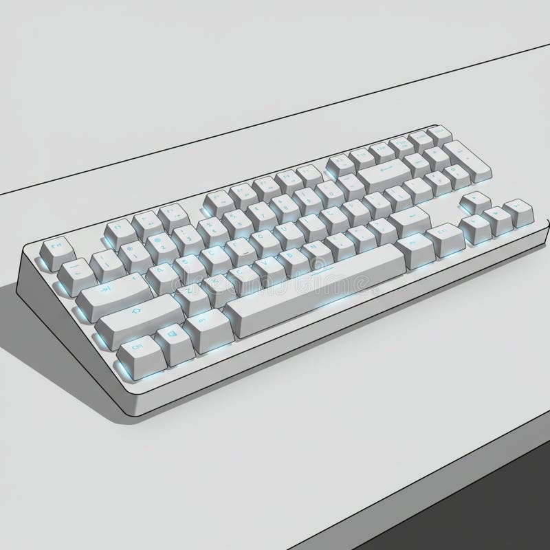 A White Mechanical Keyboard with a Streamlined Design on a Clean, White ...