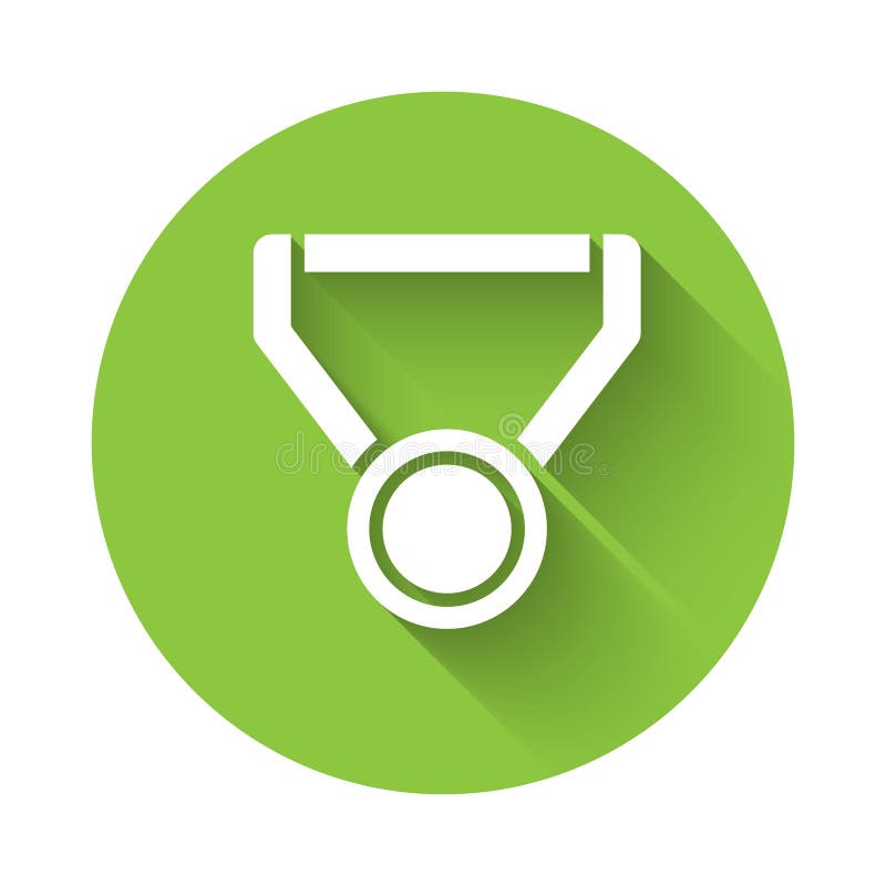 White Medal Icon Isolated with Long Shadow. Winner Symbol. Green Circle ...