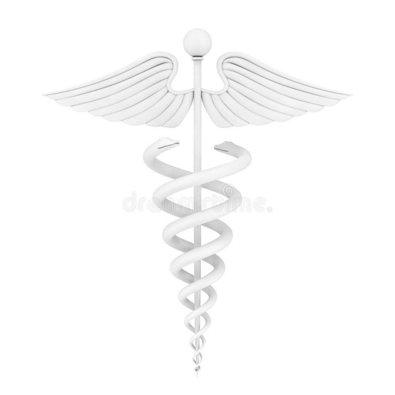 White Medical Caduceus Symbol As Scales in Clay Style. 3d Rendering ...