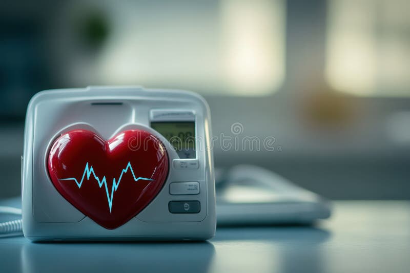 A White Medical Device with a Red Heart on it Stock Illustration ...