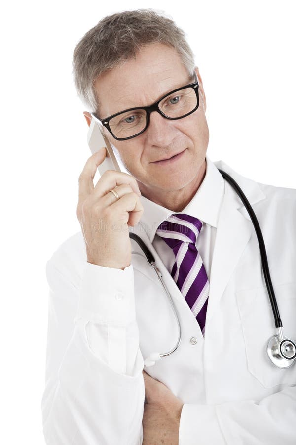 Doctor Woman in Medical Office Smiling and Talking on the Phone Stock ...