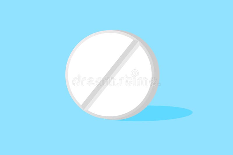 White Medical Pill on Blue Background, Tablet Symbol Stock Vector ...