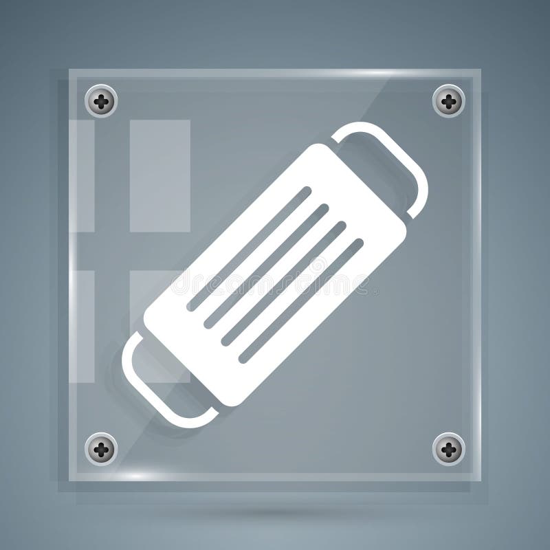 White Medical Protective Mask Icon Isolated on Grey Background. Square ...