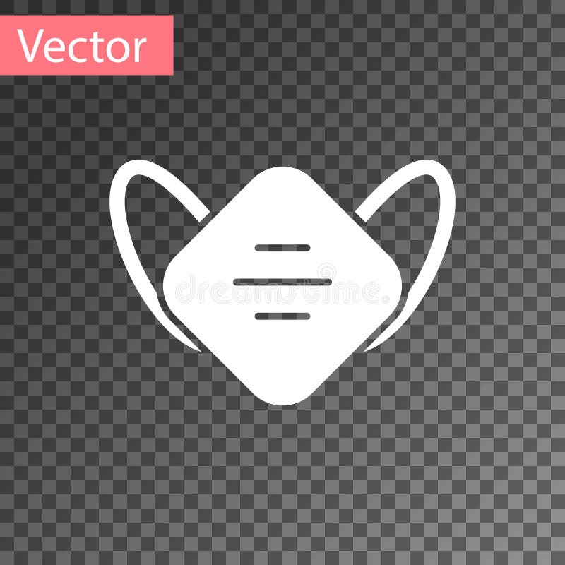 White Medical Protective Mask Icon Isolated on Transparent Background ...