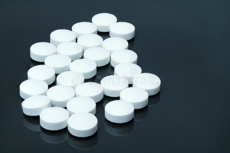 White Medical Tablet on Black Background Stock Image - Image of closeup ...