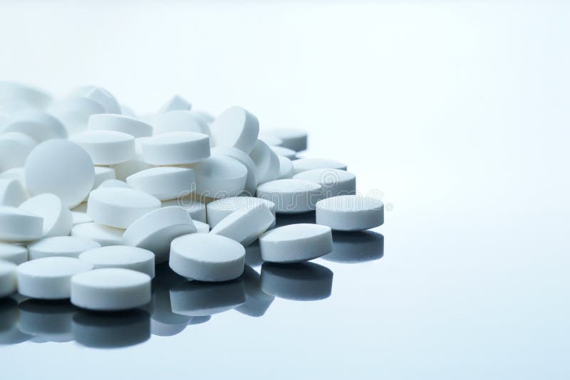 White Medical Tablet on Black Background Stock Image - Image of closeup ...