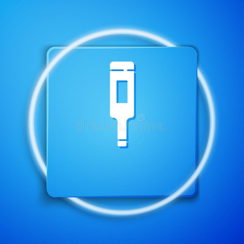 White Medical Thermometer For Medical Examination Icon Isolated On Blue ...
