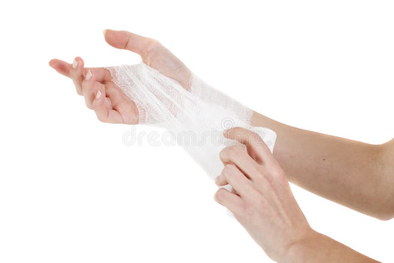 White Medicine Bandage on Injury Hand Stock Image - Image of illness ...