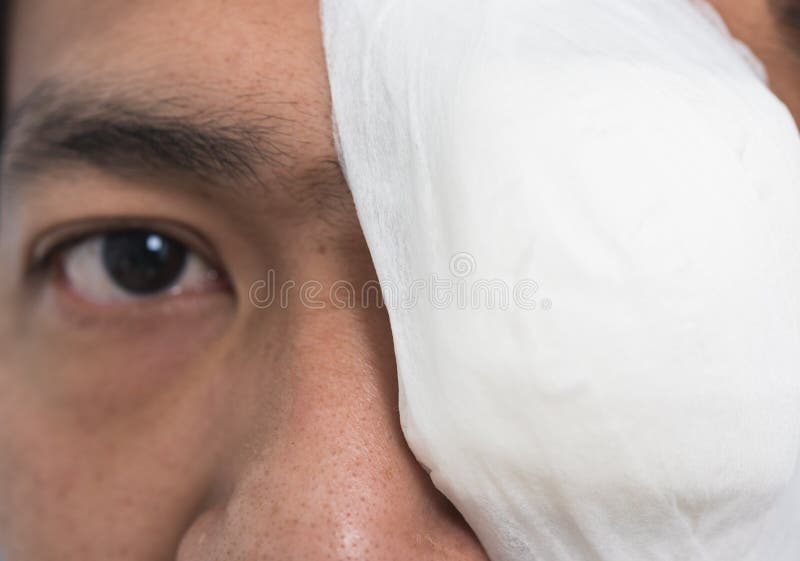 White Medicine Plaster Patch on the Eye Stock Photo - Image of person ...