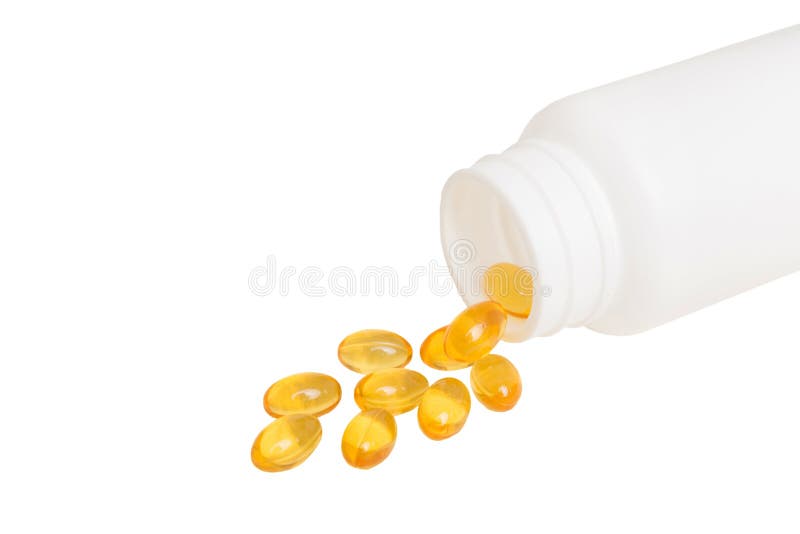 White Medicines Flow from Container. Medicine White Pill Bottle ...