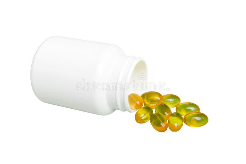 White Medicines Flow from Container. Medicine White Pill Bottle ...