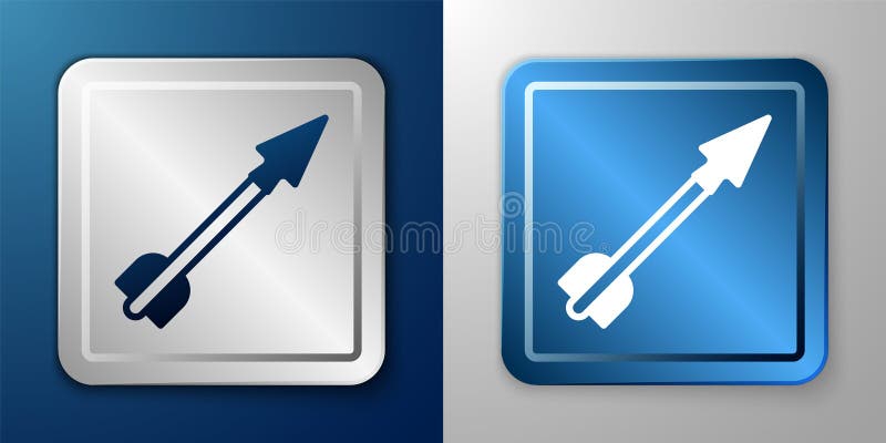 White Medieval Arrow Icon Isolated on Blue and Grey Background ...