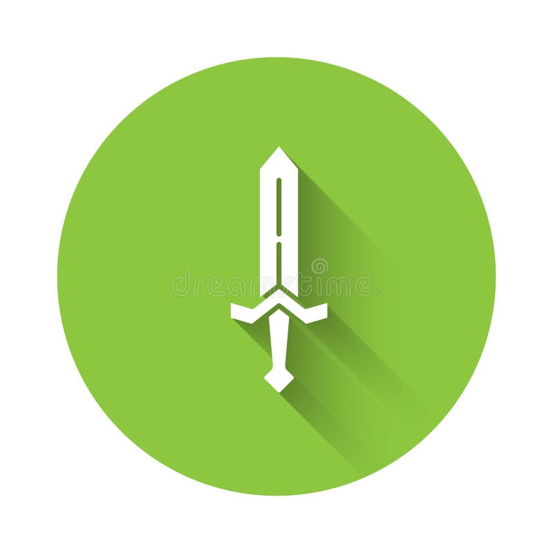 White Medieval Sword Icon Isolated with Long Shadow. Medieval Weapon ...