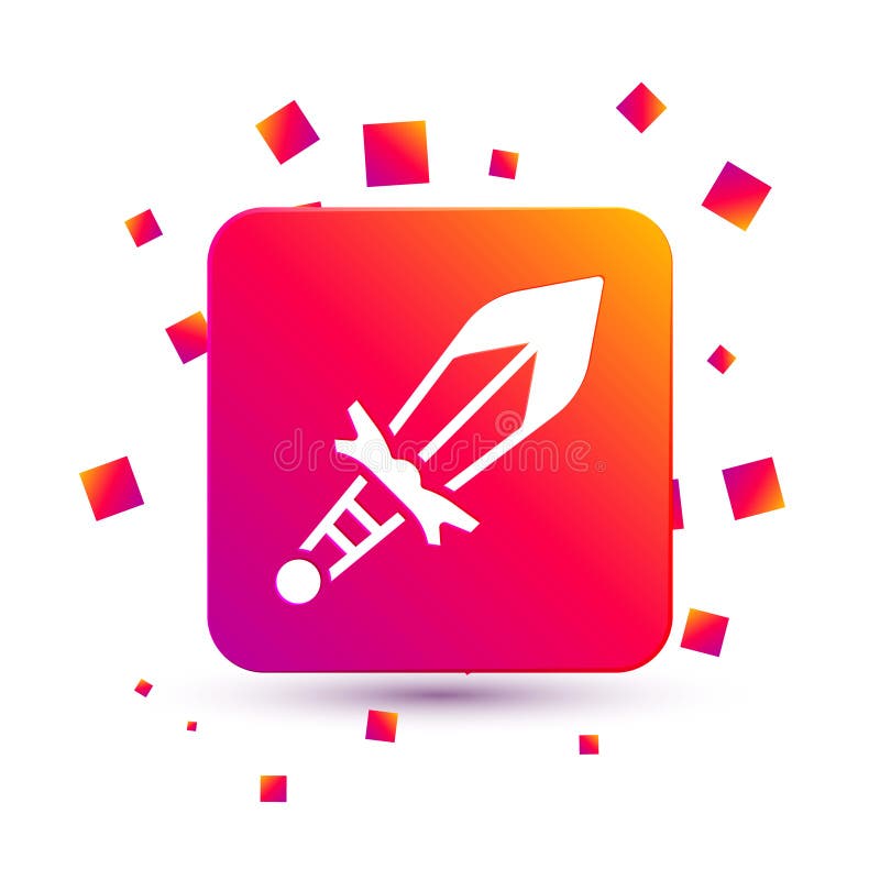 White Medieval Sword Icon Isolated on White Background. Medieval Weapon ...