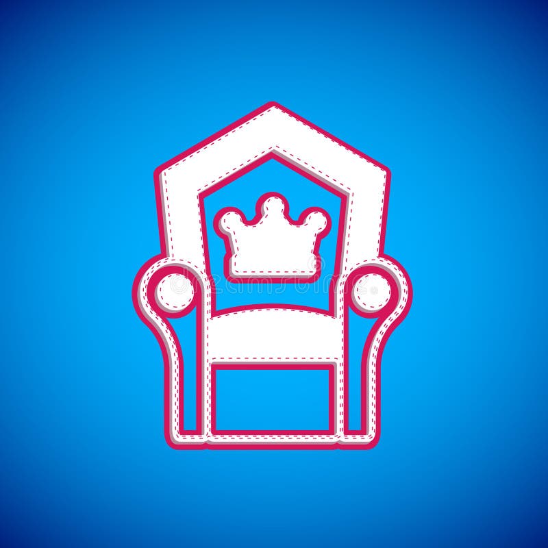 White Medieval Throne Icon Isolated on Blue Background. Vector Stock ...
