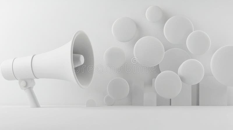 White Megaphone and Floating Speech Bubbles Represent Effective ...