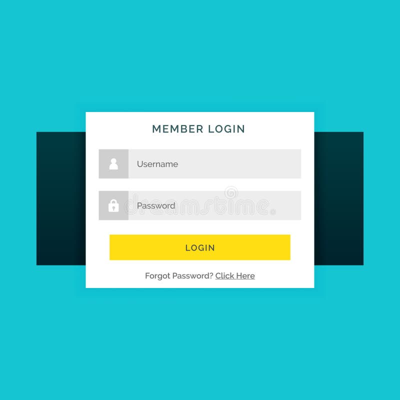 Flat Login Form Design on Blue Background Stock Vector - Illustration ...