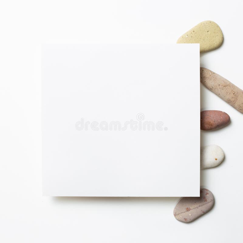 White Memo Pad, Empty Paper with Pebble Stones on White Background ...