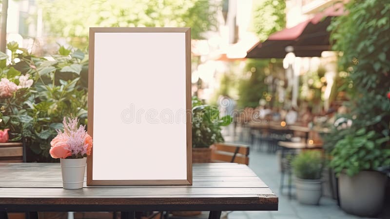 White Menu Board Mockup Near Summer Restaurant Stock Illustration ...