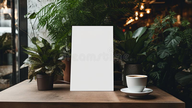White Menu Mockup with Cup on the Table Stylish Restaurant Stock ...