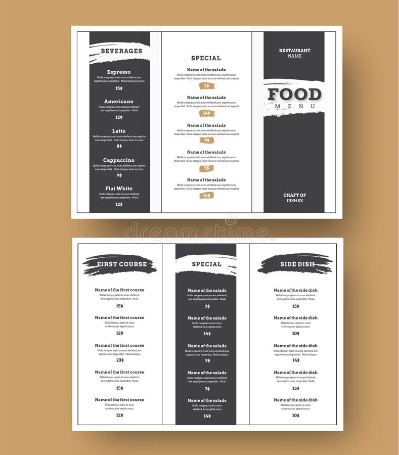 White Menu Template with Black Grunge Elements for Cafes and ...
