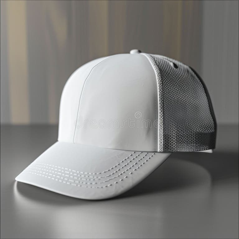 White Mesh Back Baseball Cap on Gray Surface Stock Illustration ...