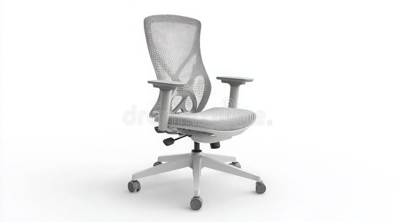 White Mesh Office Chair with Adjustable Height and Armrests on Wheels ...