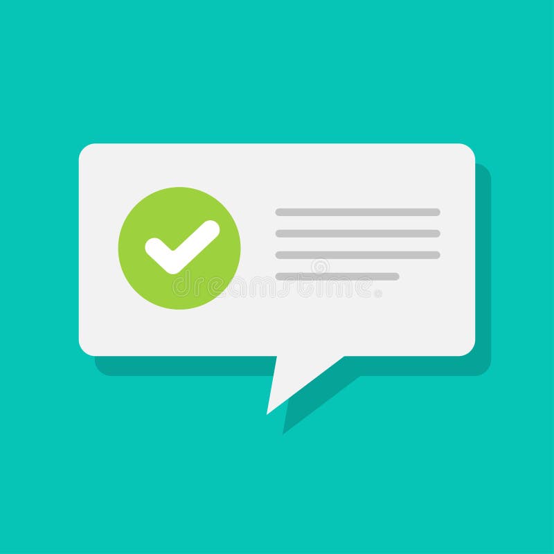 White Message Notification Bubble Speech with Approved Checkmark Symbol ...