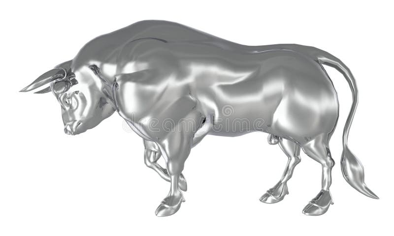 White Metal Bull Isolated on White Background 3d Illustration Stock ...