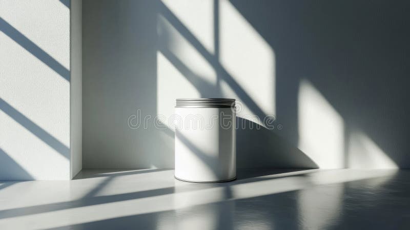White Metal Container on White Textured Surface with Window Light and ...