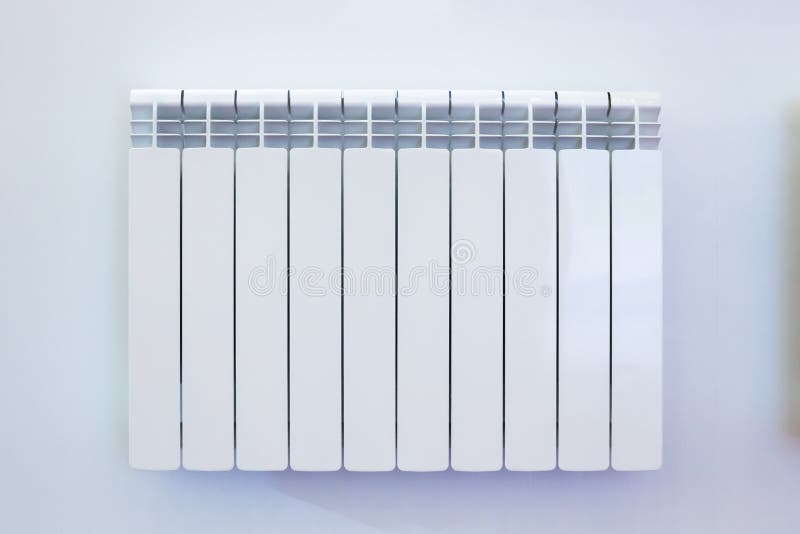 White Metal Radiator on the Wall Stock Image - Image of front, light ...