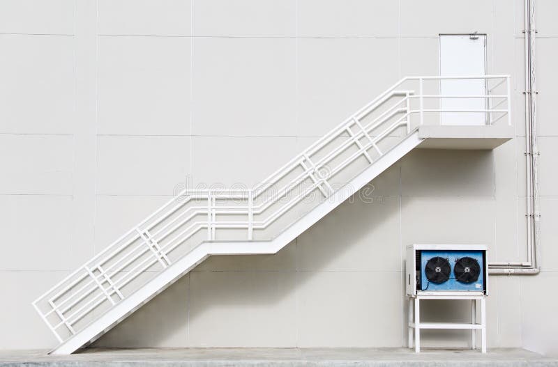 White Metal Stairs on Concrete Wall Stock Image - Image of background ...