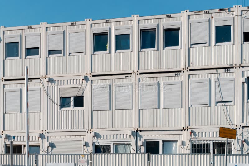 White Metal Temporary Construction Trailers and Containers Set for ...