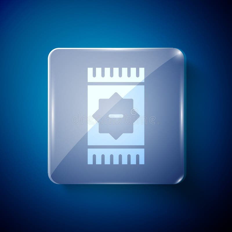 White Mexican Carpet Icon Isolated on Blue Background. Square Glass ...