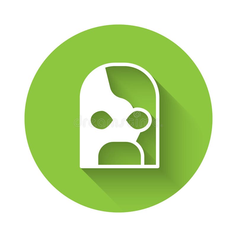 White Mexican Wrestler Icon Isolated with Long Shadow. Green Circle ...