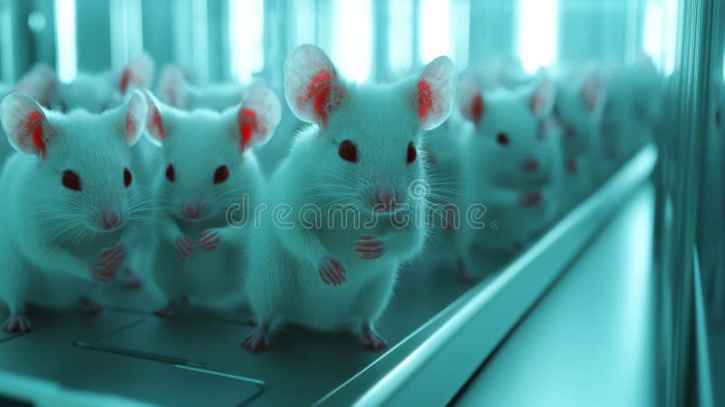 White Mice in a Laboratory Setting Stock Illustration - Illustration of ...
