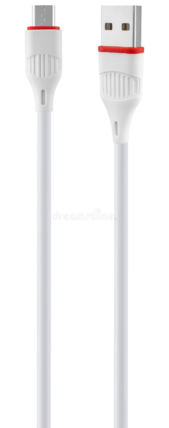 White Micro USB To USB Cable for Reliable Connection. Stock Image ...
