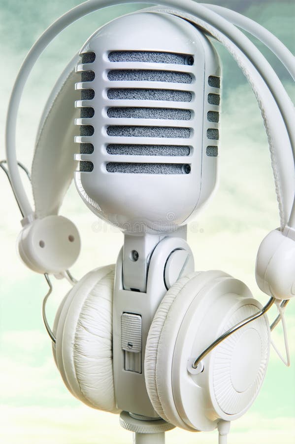 White Microphone and Headphones Stock Image - Image of classic ...